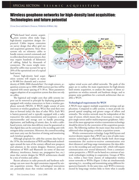 Pdf Wireless Geophone Networks For High Density Land Acquisition Technologies And Future