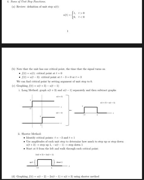 4 Sums Of Unit Step Functions A Review Definition