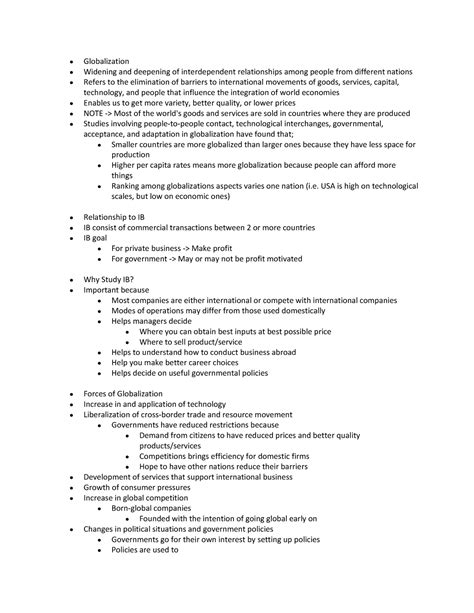 International Business Globalization Globalization Widening And