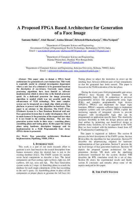 Pdf A Proposed Fpga Based Architecture For Generation Of A Face Image