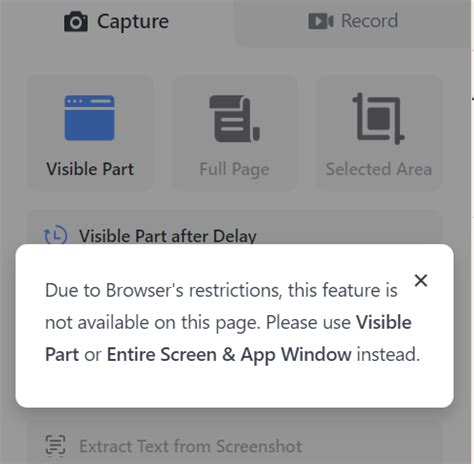 Why Are Full Page And Selected Area Not Available On Some Pages Awesome Screenshot Help Center