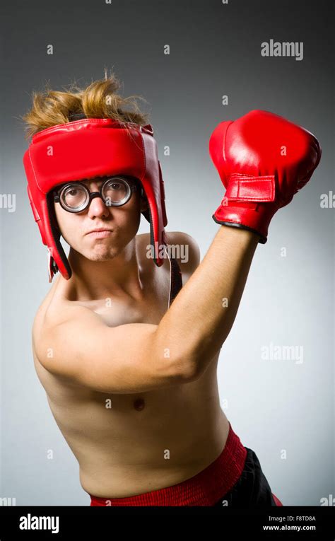 Funny Nerd Boxer In Sport Concept Stock Photo Alamy