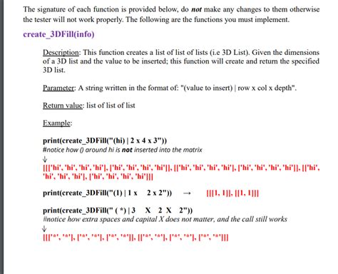 solved the signature of each function is provided below do