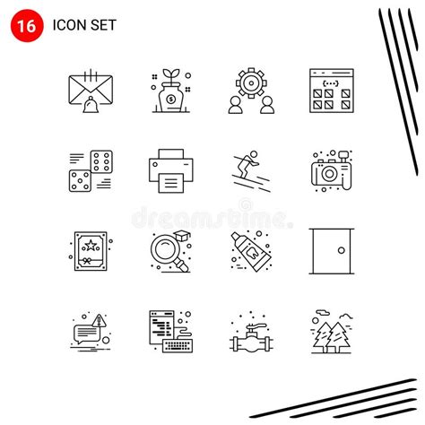 Set Of 16 Modern Ui Icons Symbols Signs For Development Coding Tree