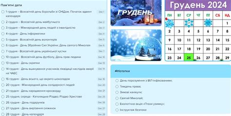 Календарі знаменних памятних літературних та релігійних дат на 2024 2025 рік грудень