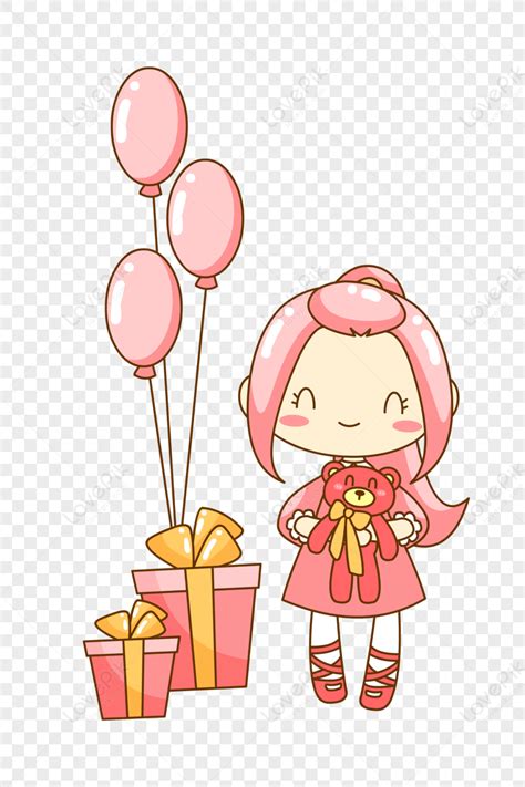 어린 소녀와 곰 Png 일러스트 무료 다운로드 Lovepik