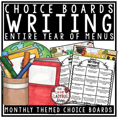 Narrative Opinion Writing Prompts Choice Boards The Little Ladybug Shop
