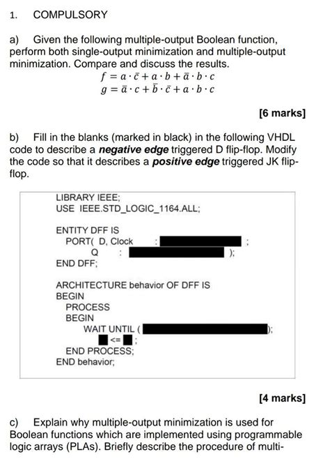 1 Compulsory A Given The Following Multiple Output