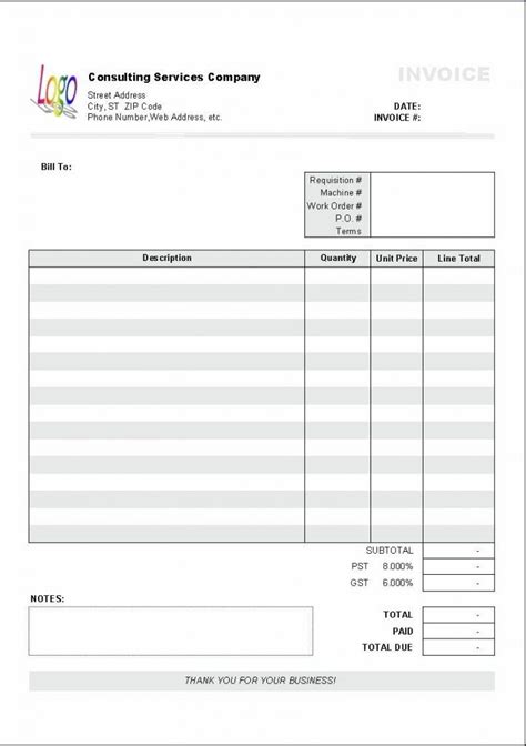 Consulting Invoice Template In Word Porbd