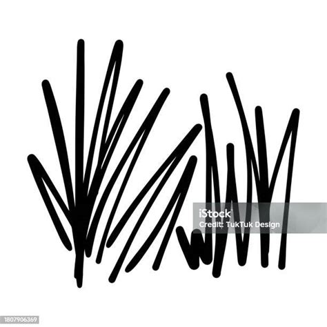 잔디 아이콘 그림 스케치에 손으로 그린 그림 브러시 스타일 디자인 및 배경 0명에 대한 스톡 벡터 아트 및 기타 이미지 0명 검은색 관목 Istock