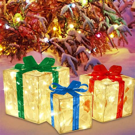 Christmas Lighted T Boxes 3 Pack 60 Led Light Up Decor