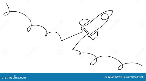 One Continuous Line Drawing Of Rocket Space Ship Launch Stock Vector Illustration Of Sketch