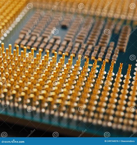 Processor Microprocessor Of A Computer Or Laptop Close Up CPU Semiconductor Pins And