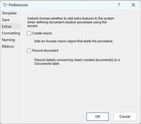 Preferences 4tops Document Creation Using Microsoft Access