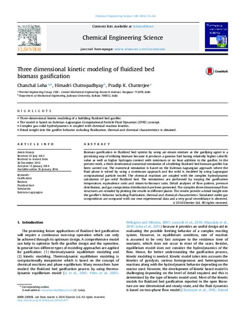 Pdf Three Dimensional Kinetic Modeling Of Fluidized Bed Biomass Gasification