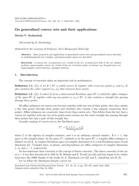 On Generalized Convex Sets And Their Applications Request PDF
