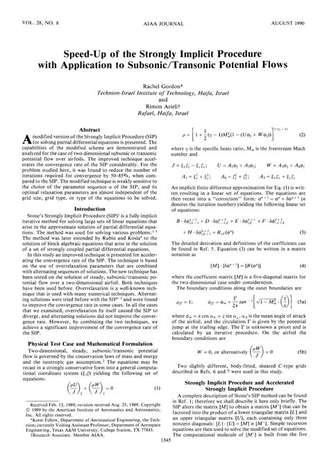 Pdf Speedup Of The Strongly Implicit Procedure With Application To Subsonictransonic