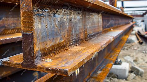 Premium Photo Closeup Of A Large Rusty Metal Beam The Beam Is An Ibeam Which Is A Type Of