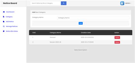 Notice Board System Management Project Using Php And Mysql Phpgurukul