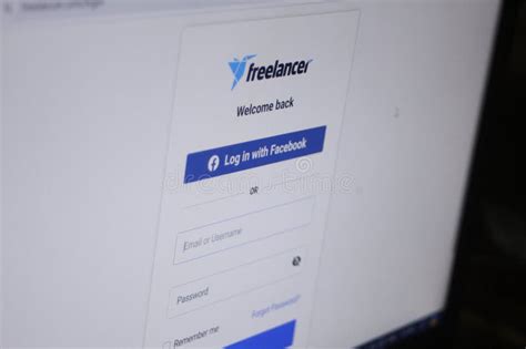 Freelancer Login Page On A Computer Screen Editorial Image Image Of