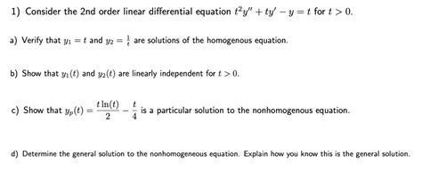 Solved 1 Consider The 2 Nd Order Linear Differential