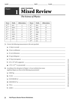 Section Reviews All Holt Physics Pdf Worksheets Library