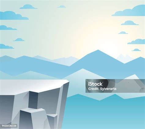 저녁에 석양을 배경으로 아름다운 산의 풍경 피크 경치 의 자연 벡터 일러스트레이션 휴식을위한 고요한 평온한 이미지 닿음에 대한 스톡 벡터 아트 및 기타 이미지 Istock