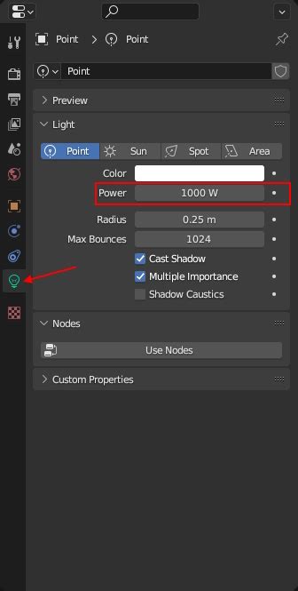Lighting How Do I Change Watts On My Light Blender Stack Exchange