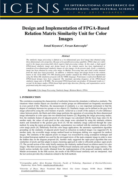 Pdf Design And Implementation Of Fpga Based Relation Matrix Similarity Unit For Color Images