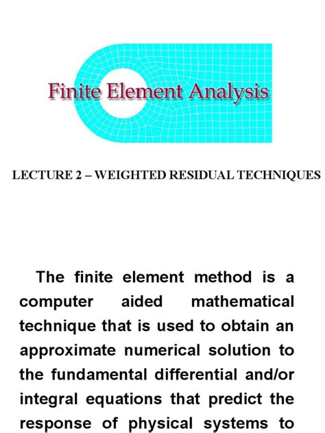 lecture 2 weighted residual techniques pdf finite element method