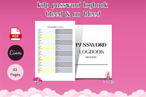 Kdp Password Logbook Interior Canva Graphic By Bossy Designs Jamaica