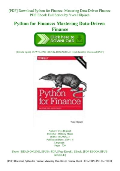 Pdf Download Python For Finance Mastering Data Driven Finance Pdf