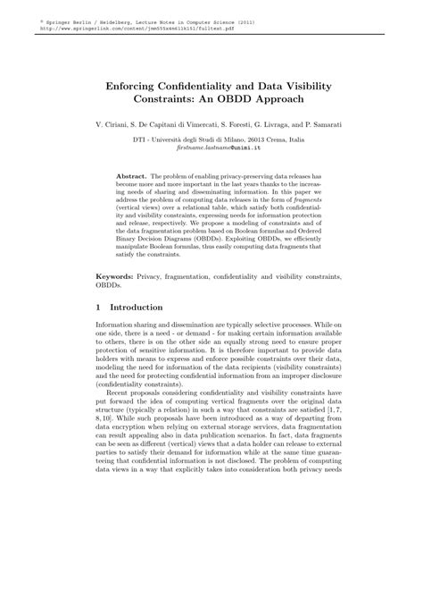 Pdf Enforcing Confidentiality And Data Visibility Constraints An