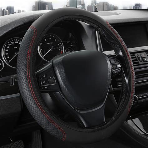 범용 자동차 스티어링 휠 커버 미끄럼 방지 엠보싱 가죽 자동차 스타일링 자동차 액세서리 Aliexpress