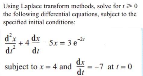 Solved Using Laplace Transform Methods Solve For T The Chegg