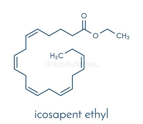 Ethyl Eicosapentaenoic Acid Icosapent Ethyl Molecule Skeletal Chemical Formula Stock