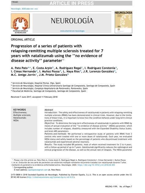 Pdf Progression Of A Series Of Patients With Relapsing Remitting Multiple Sclerosis Treated