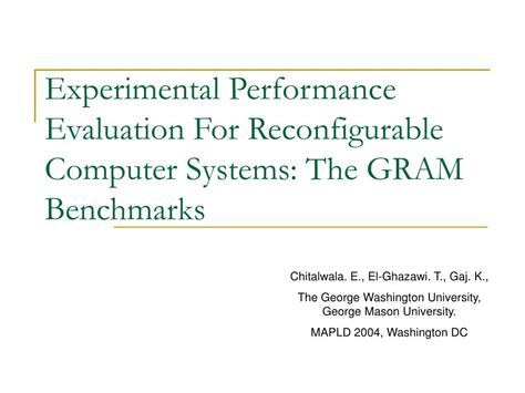 Ppt Experimental Performance Evaluation For Reconfigurable Computer