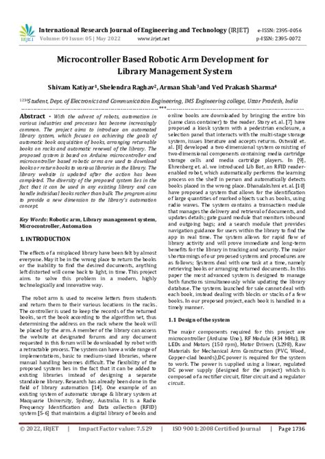 Pdf Automated Library System Using Robotics