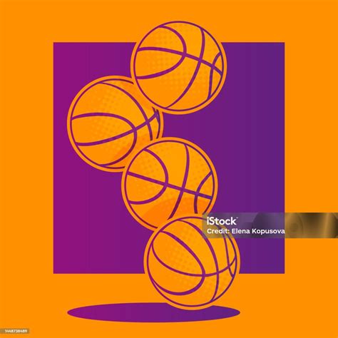 평평한 스타일의 스포츠 및 스포츠 승리의 개념 추상적인 색 배경에 농구공 농구 선수에 대한 스톡 벡터 아트 및 기타 이미지 농구 선수 농구 팀 스포츠 농구공 Istock