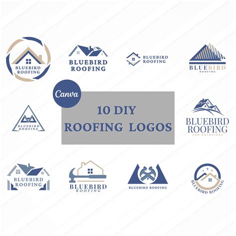 10 Diy Roofing Logo Templates For Canva Roofing Business Logo Heritage Sky Contractor Logo