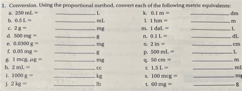 Solved 1 Using The Proportional Method Convert Each Of The