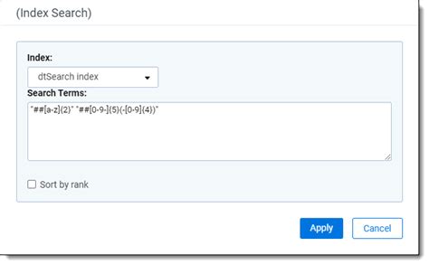 using regular expressions with dtsearch