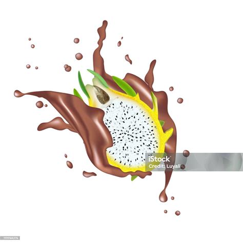 노란 용 과일 전체 과일과 절반 건강한 라이프 스타일을 위해 튀는 열대 과일 웹 또는 인쇄 패키징을 위한 사실적인 스플래시 3d 디자인 요소 0명에 대한 스톡 벡터 아트 및