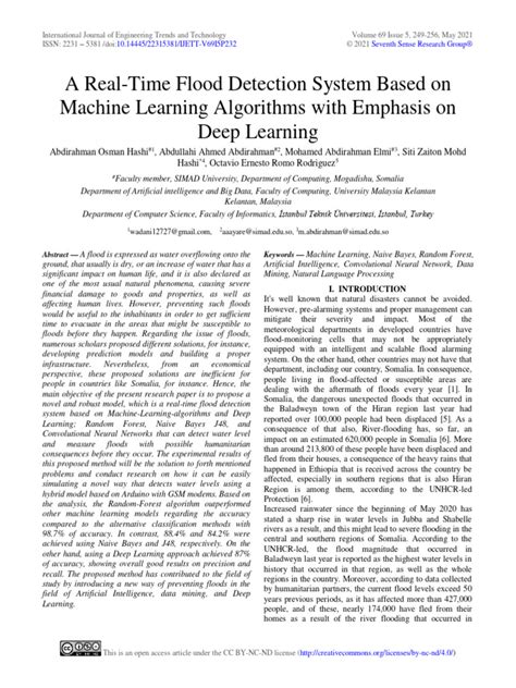 A Real Time Flood Detection System Based On Machine Learning Algorithms