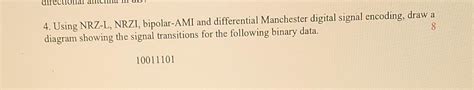 Solved 4 Using Nrz L Nrzi Bipolar Ami And Differential