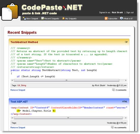 Introducing Codepastenet Rick Strahls Web Log