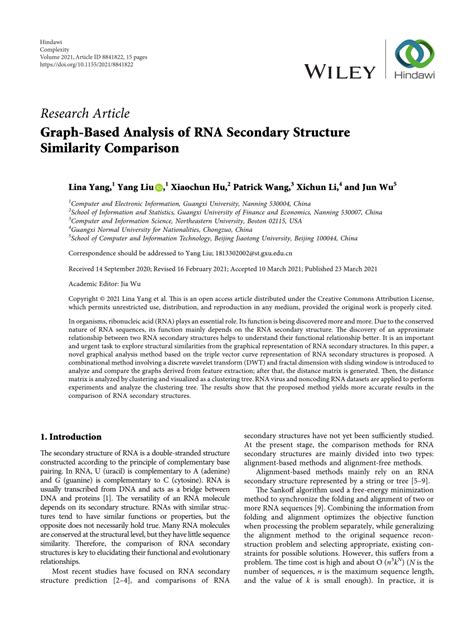 Pdf Graph Based Analysis Of Rna Secondary Structure Similarity Comparison