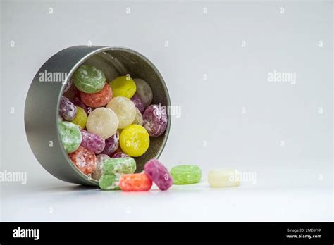 Colorful Sweet Flavoured Boiled Sweets Candies Candy On White Black Background Hard Candy