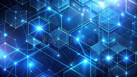 Abstract Network Of Interconnected Hexagonal Structures With Glowing